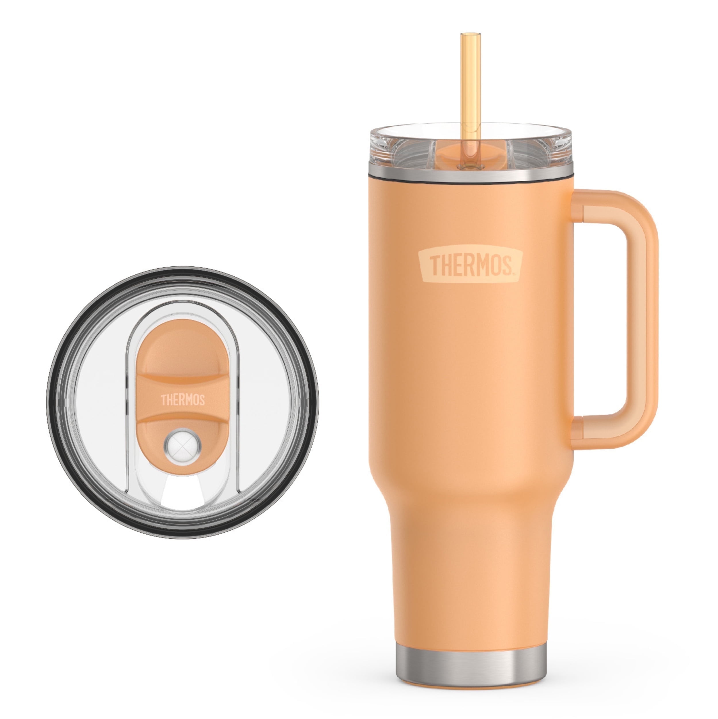 Thermos 40 oz Stainless Steel Cupholder Mug w/ Straw, Melon - Walmart.com
