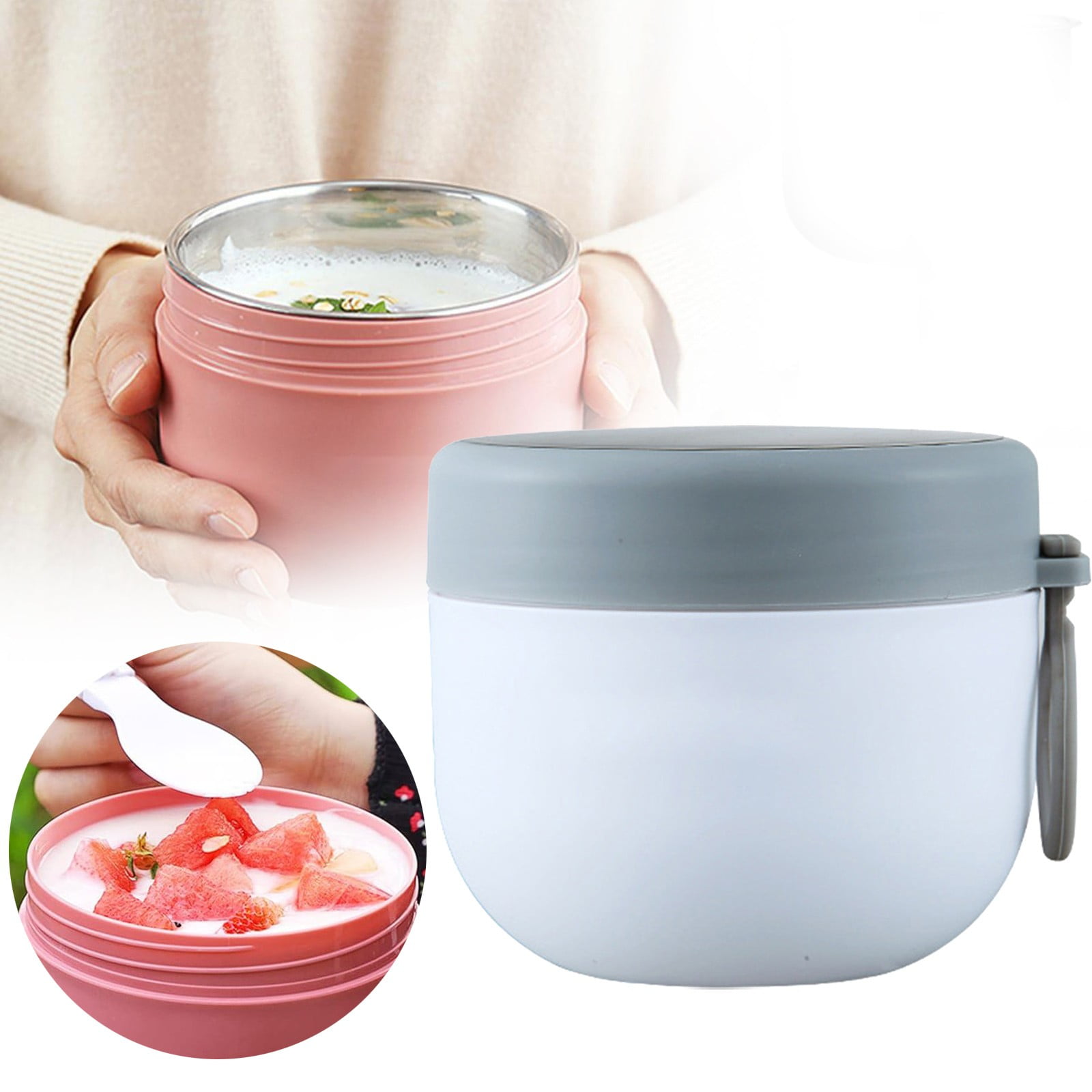 Thermos Lunch Box Vacuum Insulated Food Jar With Spoon Plastic ...