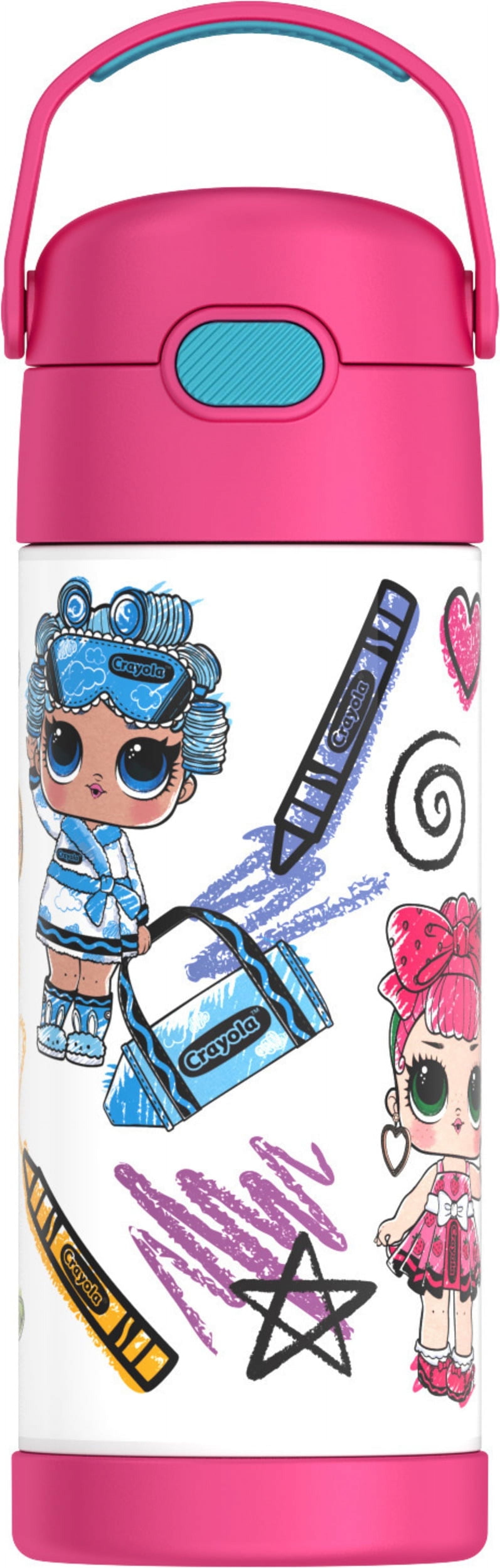 Thermos Stainless Steel FUNtainer Bottle with Straw, LOL Loves Crayola, 14 Fluid Ounces ...