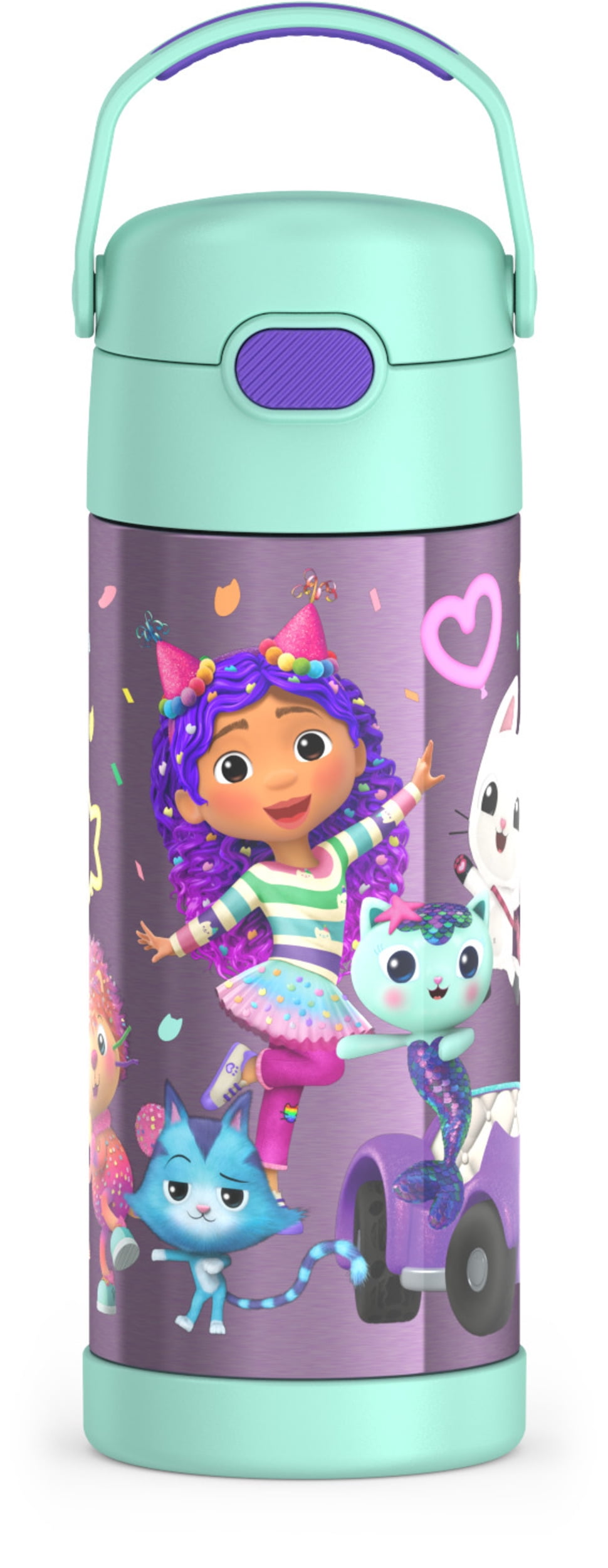 Thermos Stainless Steel FUNtainer Water Bottle with Straw, Gaby's Dollhouse, 14 Fluid Ounces ...
