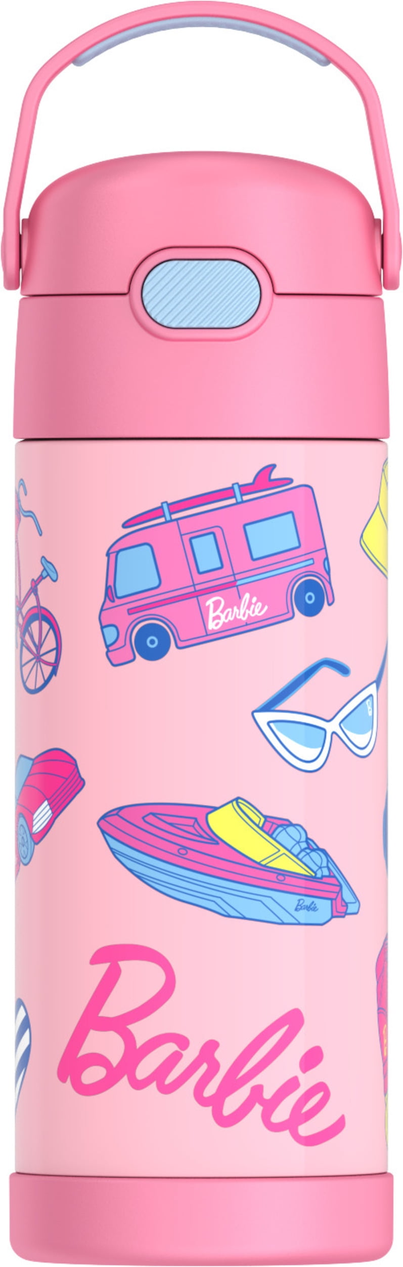 Thermos Kids Stainless Steel Funtainer Water Bottle with Straw, Barbie, 14 Fluid Ounces ...