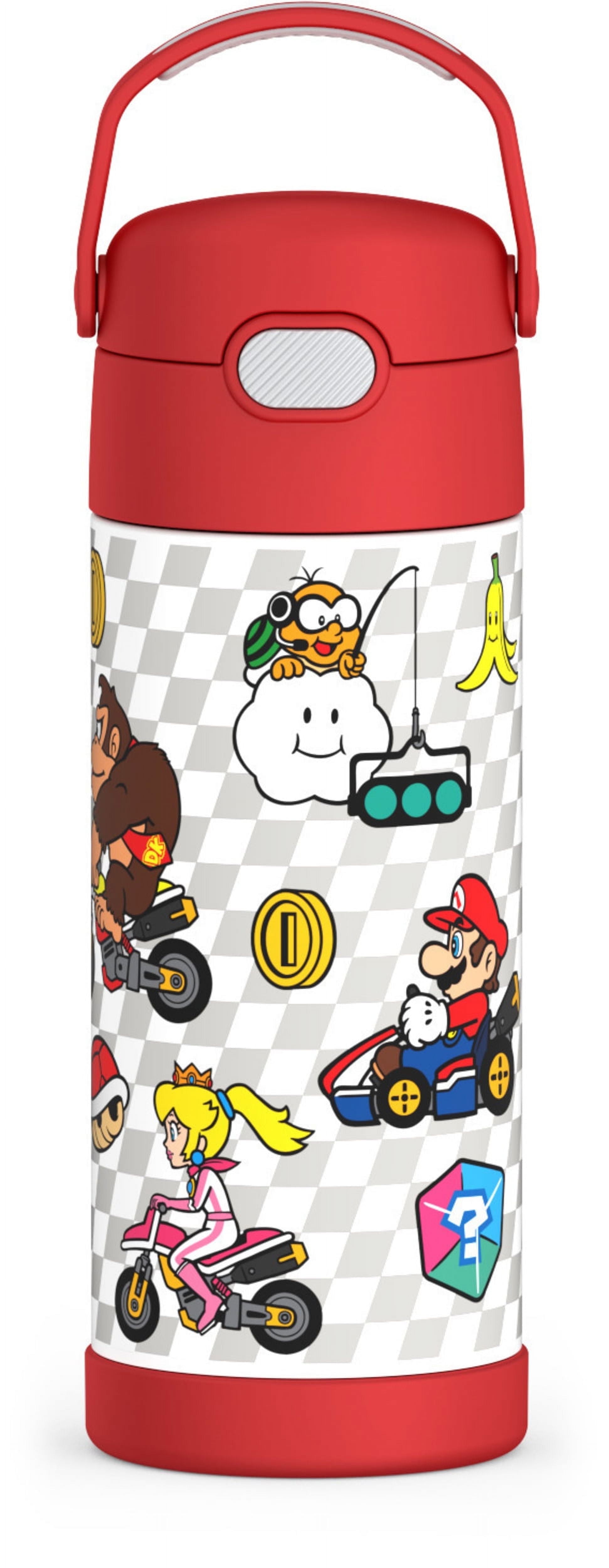 Thermos Stainless Steel Funtainer Water Bottle with Straw, Super Mario ...