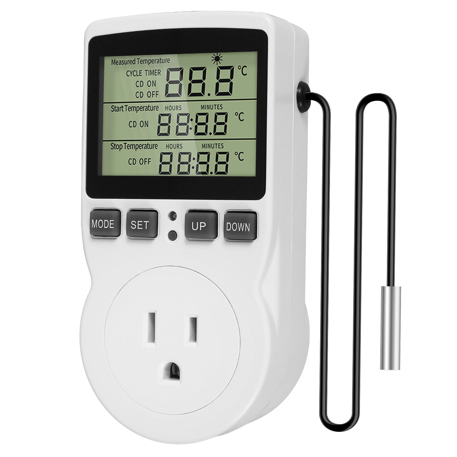 Thermostat Temperature Controller Socket 1800w 15a 120v Digital Thermostat Timer Outlet Heating