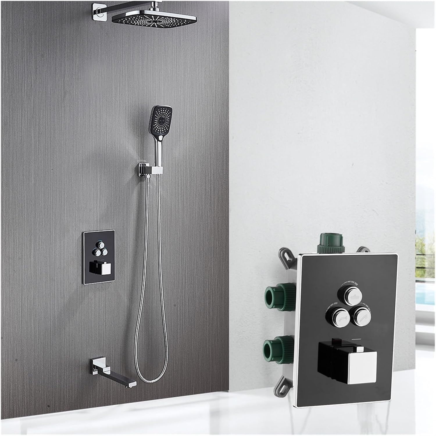 Thermostatic Bathroom Shower Faucet Set Rain Waterfall Bathtub Shower ...