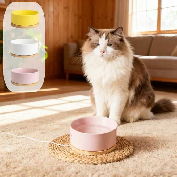 Thermostatic Ceramic Pet Water Dispenser Bowl | USB Heated Cat Dog ...