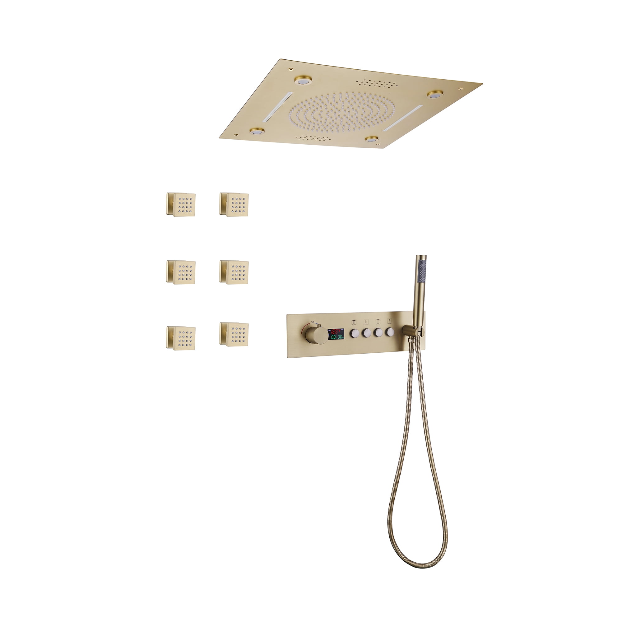 Thermostatic LED Ceiling Mounted Shower System with SPA Body Jets ...
