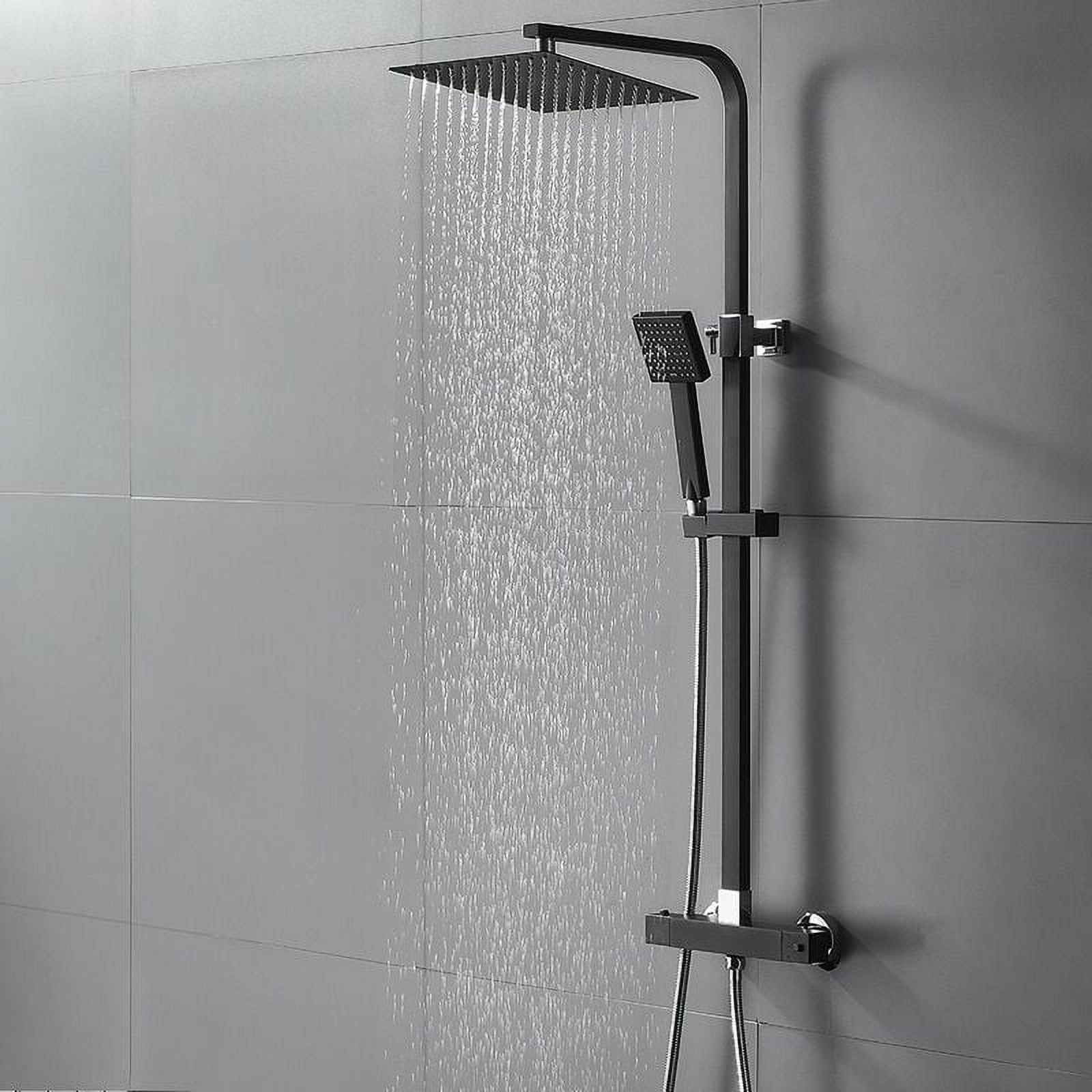 Thermostatic Shower Column Shower Kit Black Height Adjustable Shower ...