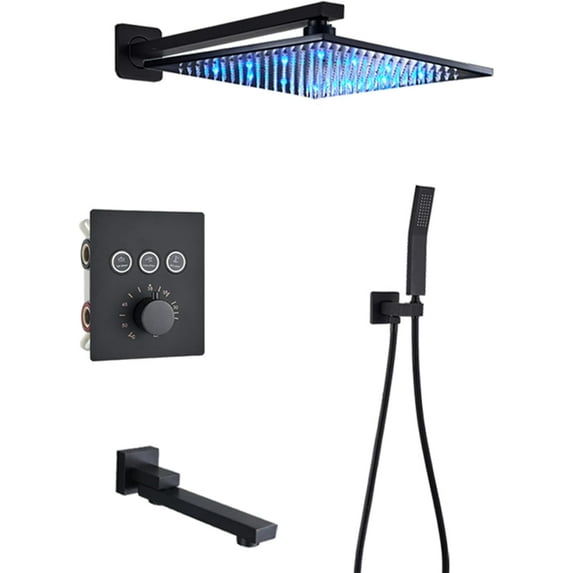Thermostatic Shower System Matte Black, Concealed Shower Faucet Set ...