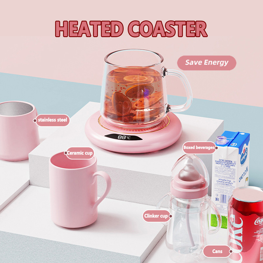 Thermostatic heating coaster intelligent insulation coaster with three ...