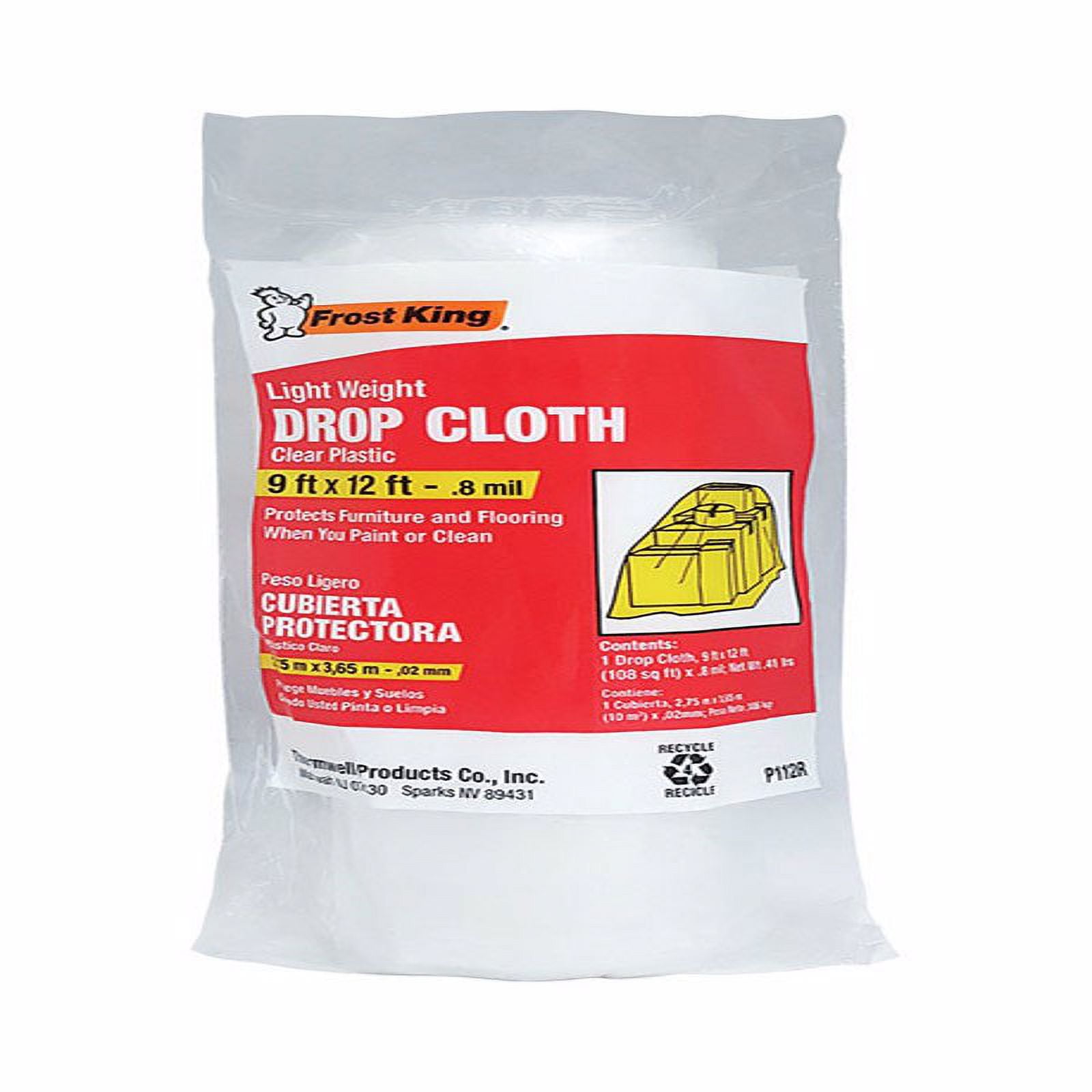 Easy Roll Out 9' x 12' Large Plastic 8mm Thick Dropcloth for Floor ...