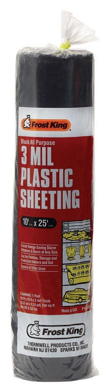 Thermwell P1025/3B Plastic Sheeting Poly Roll, 10' x 25', Black ...