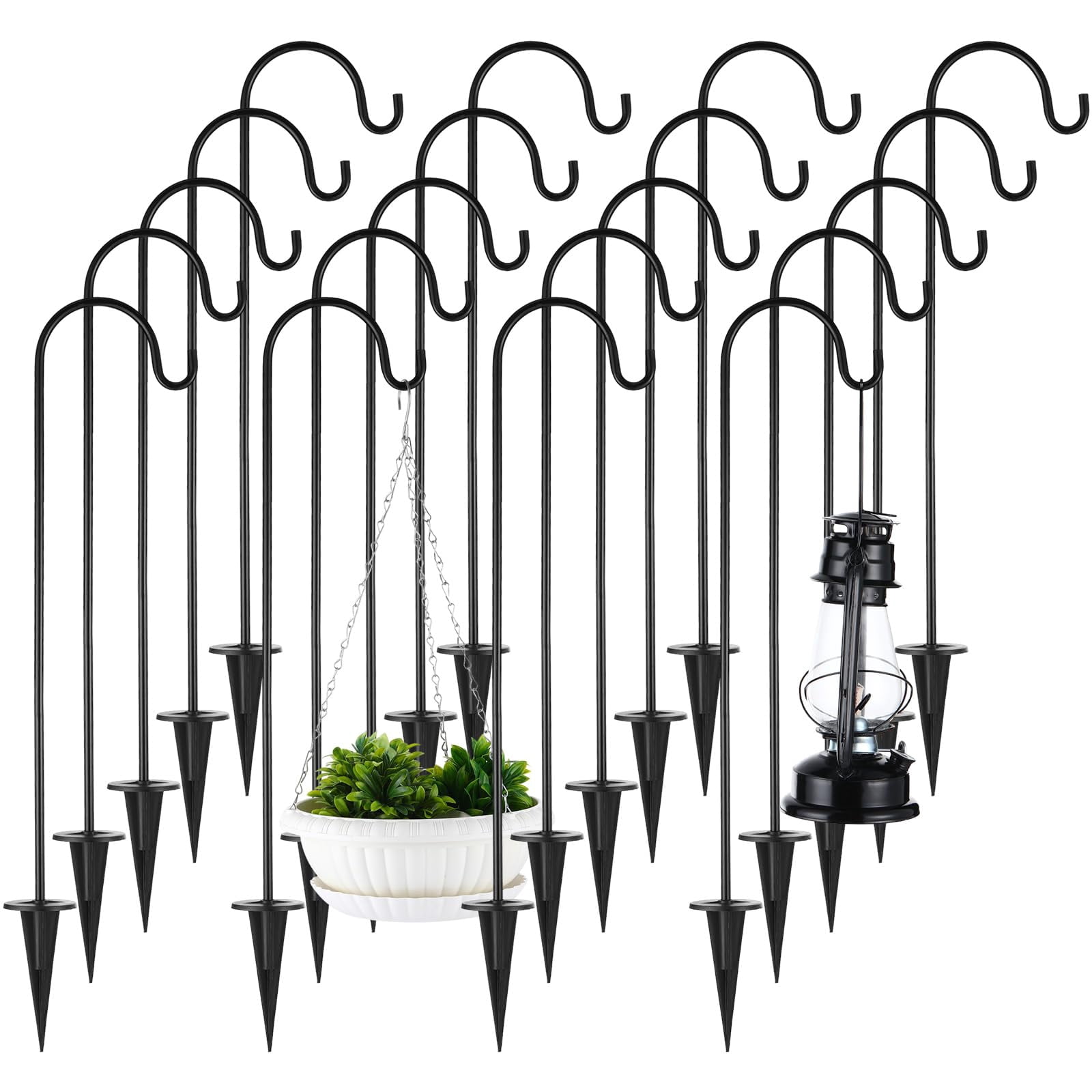 Therwen 20 Pcs 28 inch Adjustable Outdoor Shepherd Hooks Small Garden ...