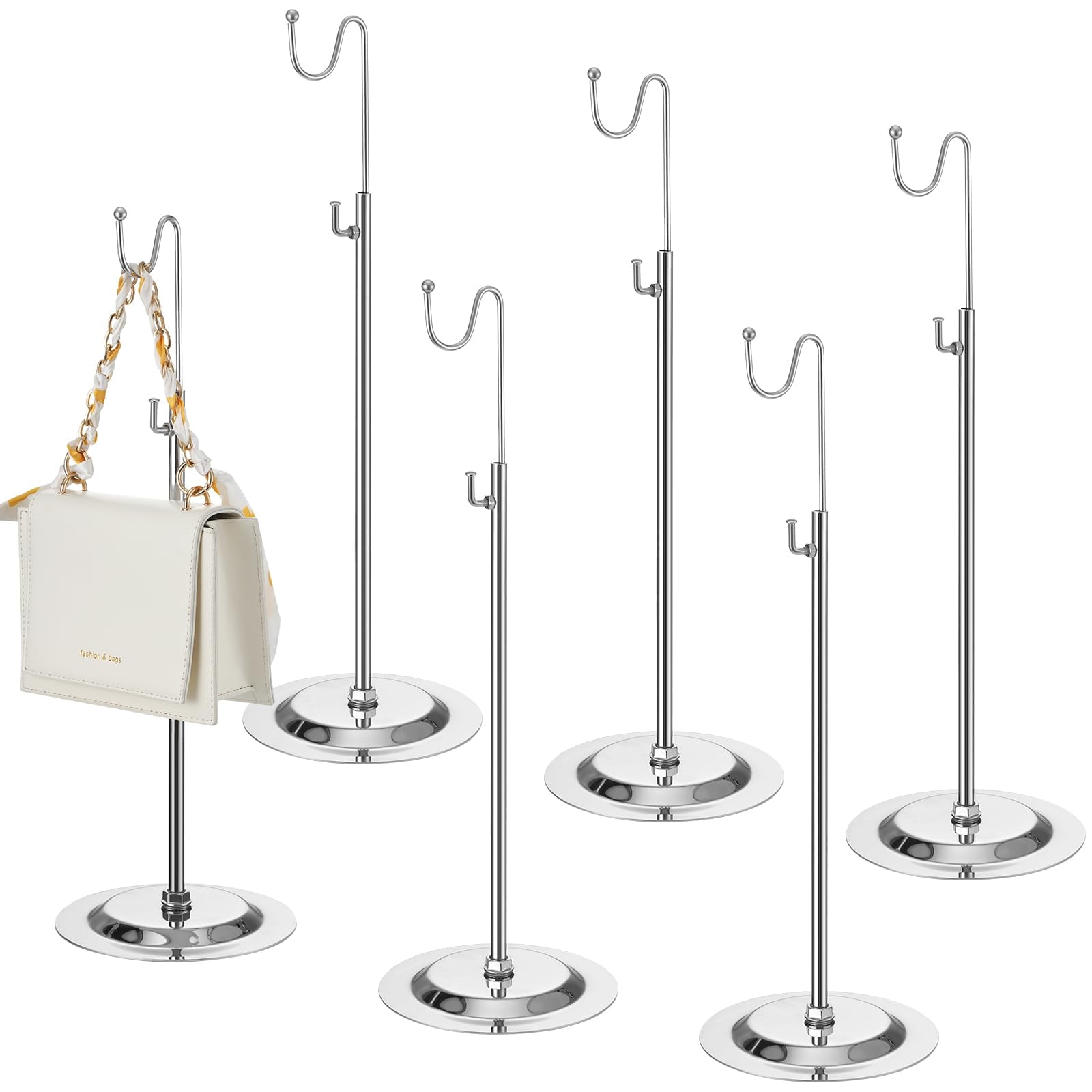 Therwen 6 Pcs Bag Display Stands Purse Display Stand Adjustable Height ...