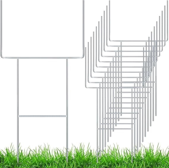 Therwen Metal Yard Sign Stakes H Frame Wire Stakes 20 x 10 Inch Metal ...