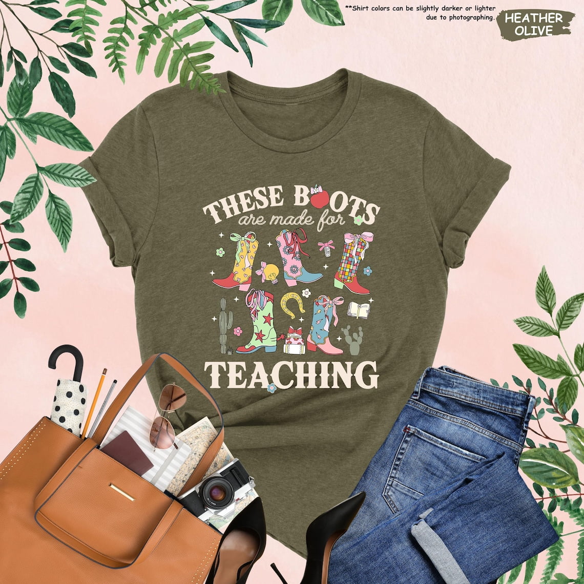 These Boots Are Made For Teaching Shirt, Cute Teacher Cowboy Boot Tee ...