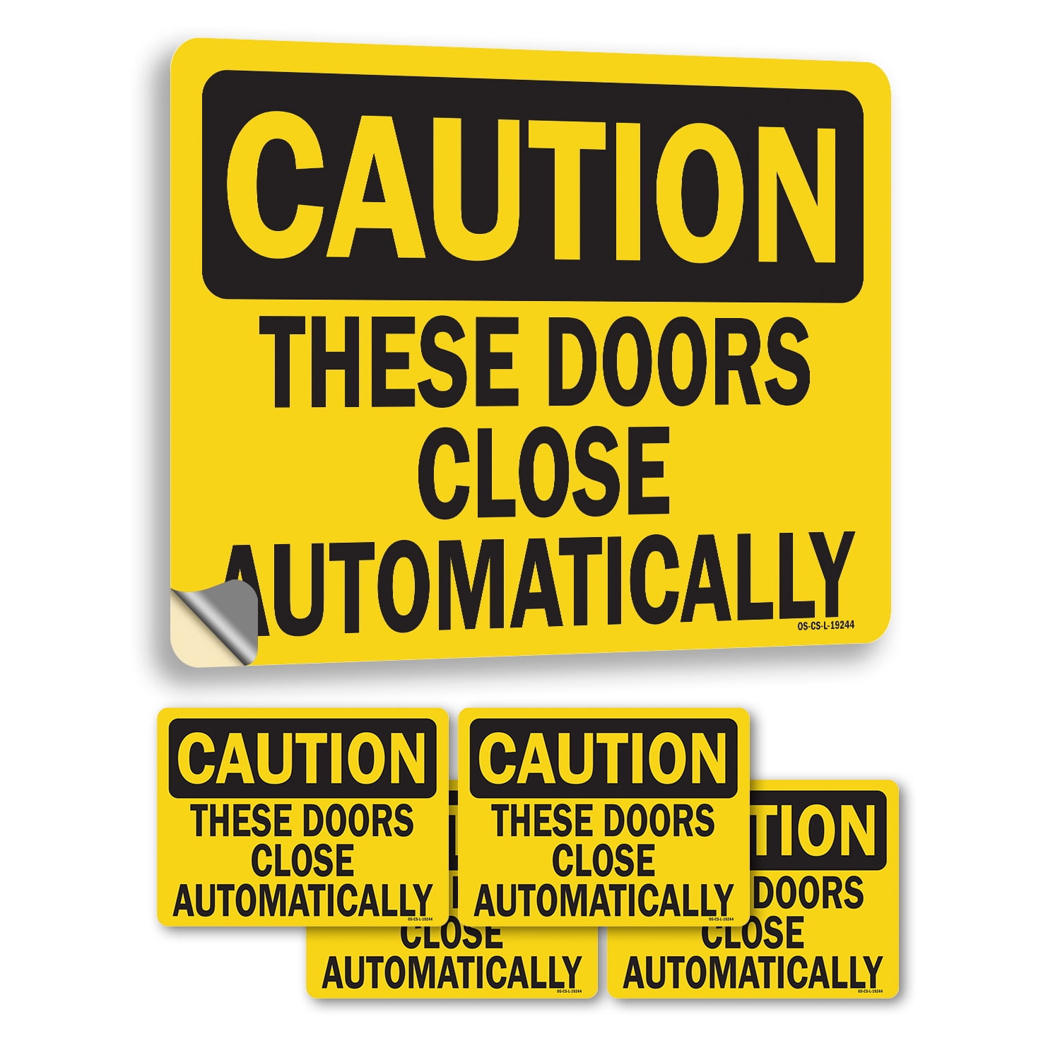 These Doors Close Automatically OSHA Caution Vinyl Decal Label 7 Inch x ...