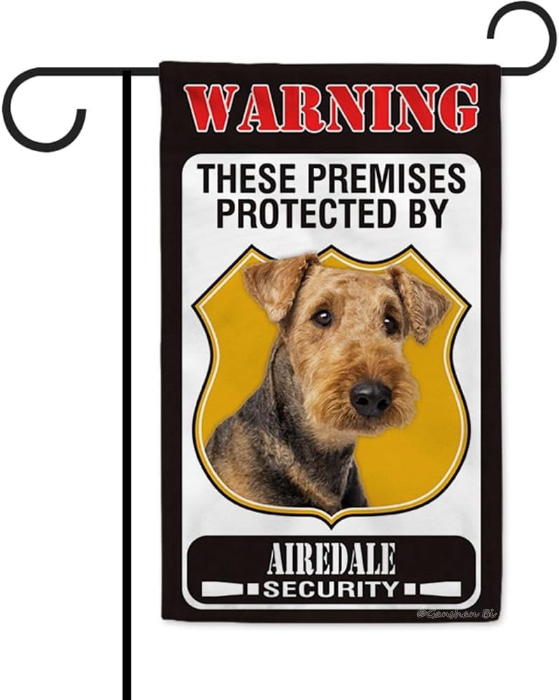 These Premises Protected by Airedale Garden Flag Dog Warning Sign ...