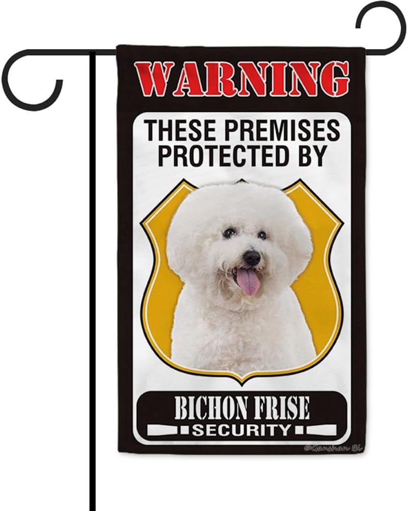 These Premises Protected by Bichon Frise Garden Flag Dog Warning ...