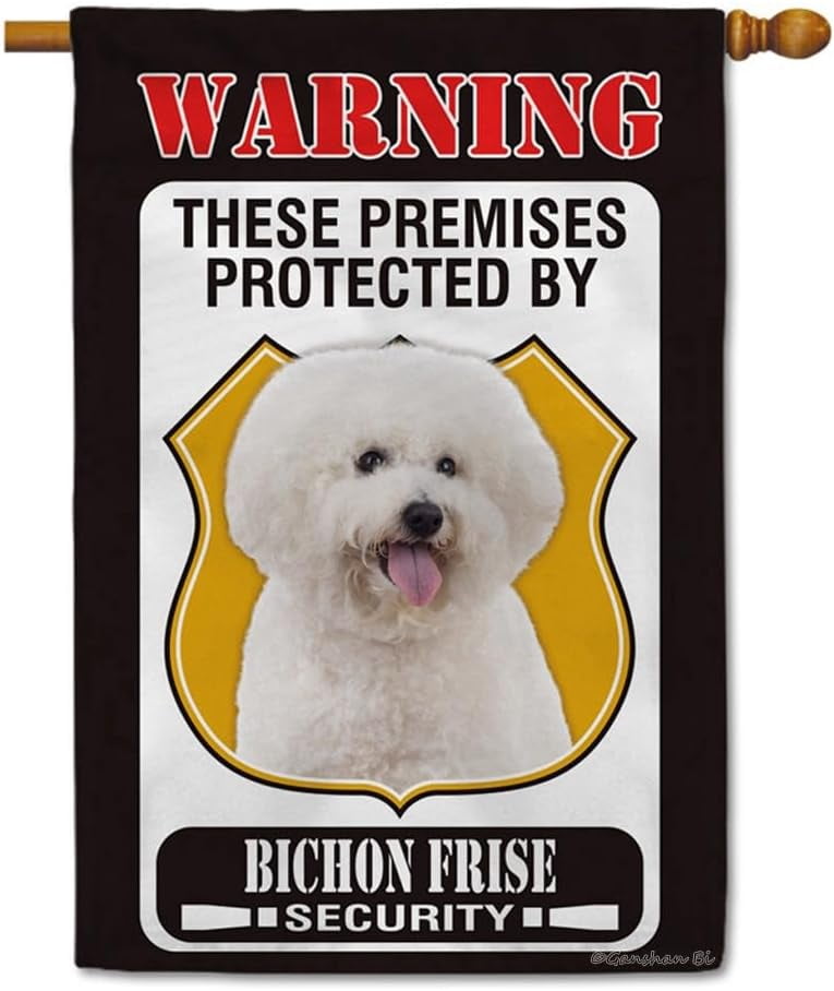 These Premises Protected by Bichon Frise House Flag Dog Warning Welcome ...