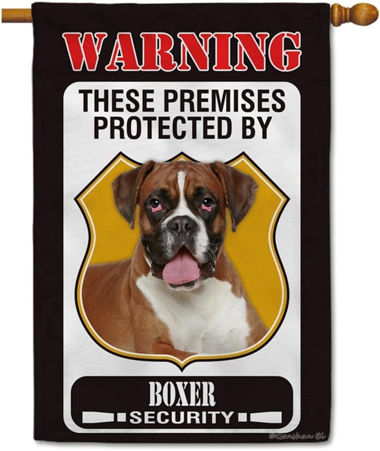 These Premises Protected by Boxer House Flag Dog Warning Welcome Yard ...