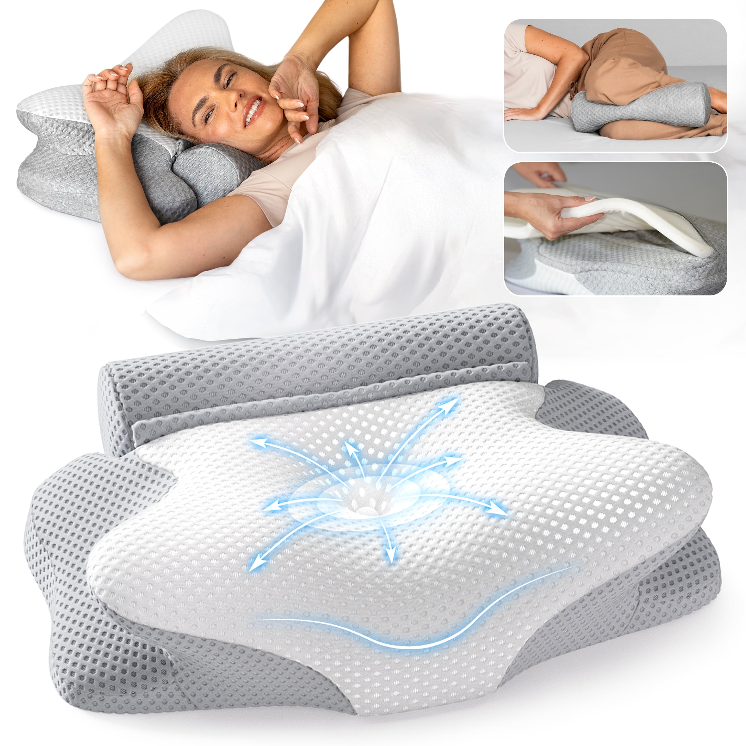 ThetaDream Cervical Neck Pillow for Neck Pain Relief – Memory Foam ...