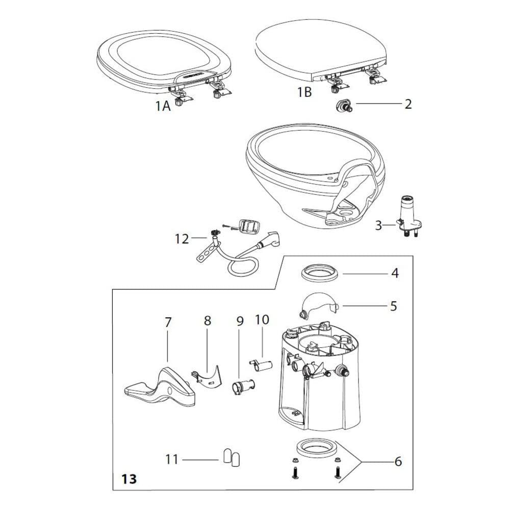 Thetford, Low Profile Toilet Base Kit, 42135, White - Walmart.com