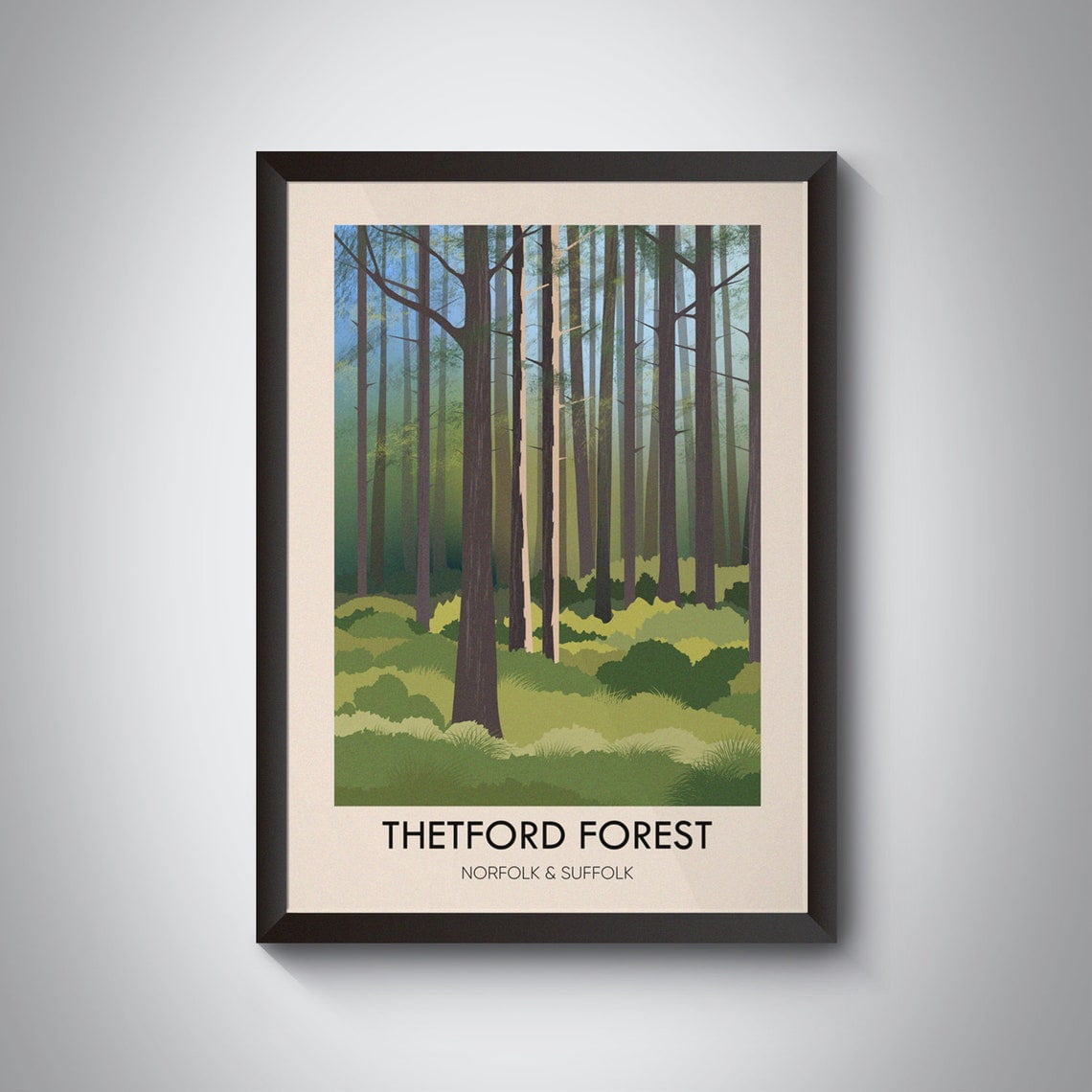 Thetford Forest Travel Poster, Suffolk, Norfolk, East Anglia ...