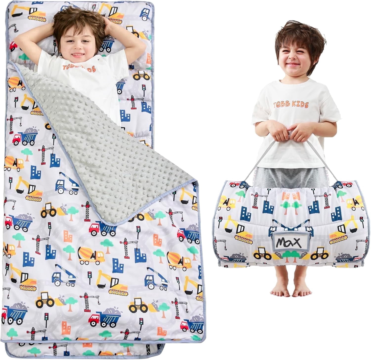 Viviland Toddler Nap Mat with Pillow and Blanket, Extra Large Rolled ...