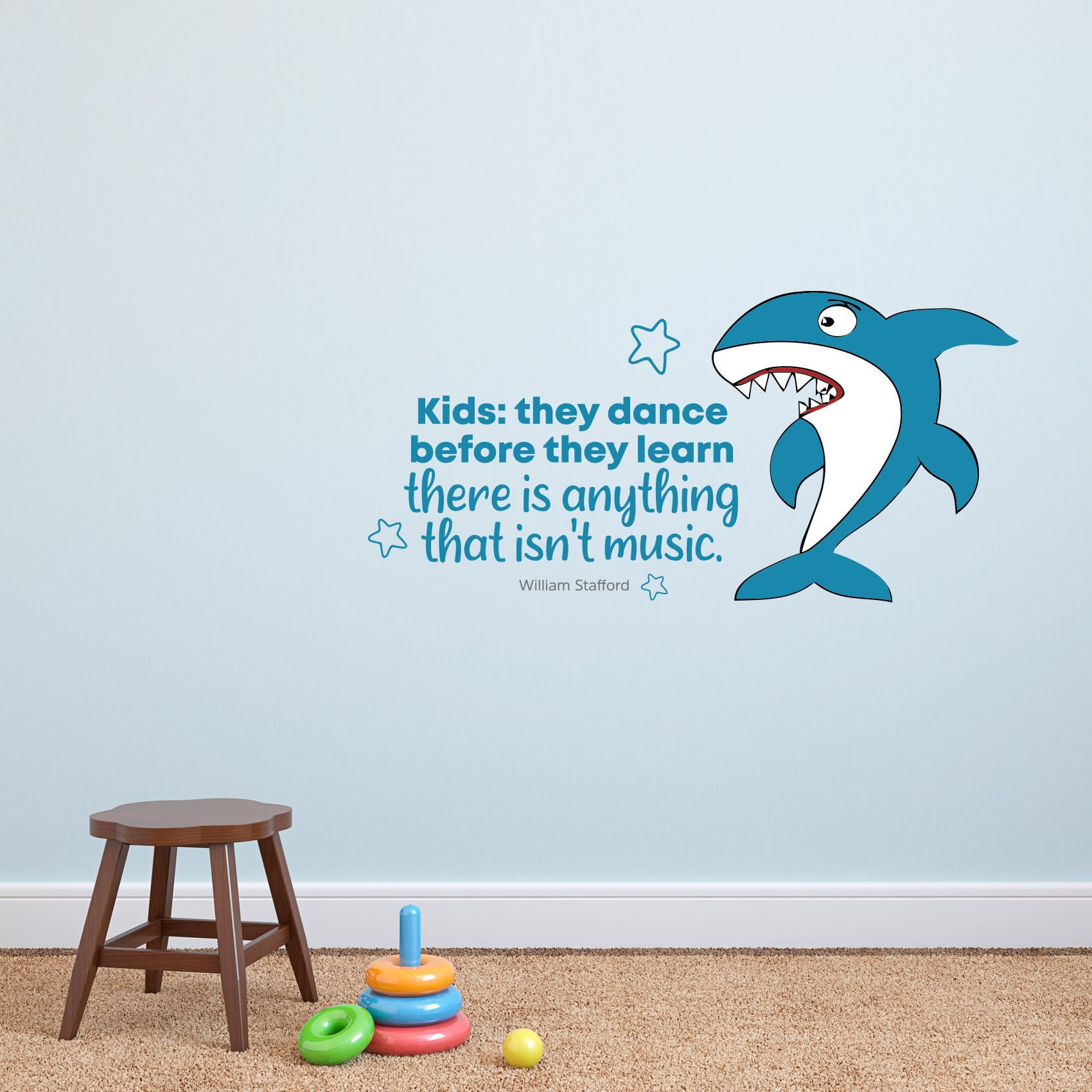 They Dance Cute Shark Life Quote Cartoon Quotes Decors Wall Sticker Art ...