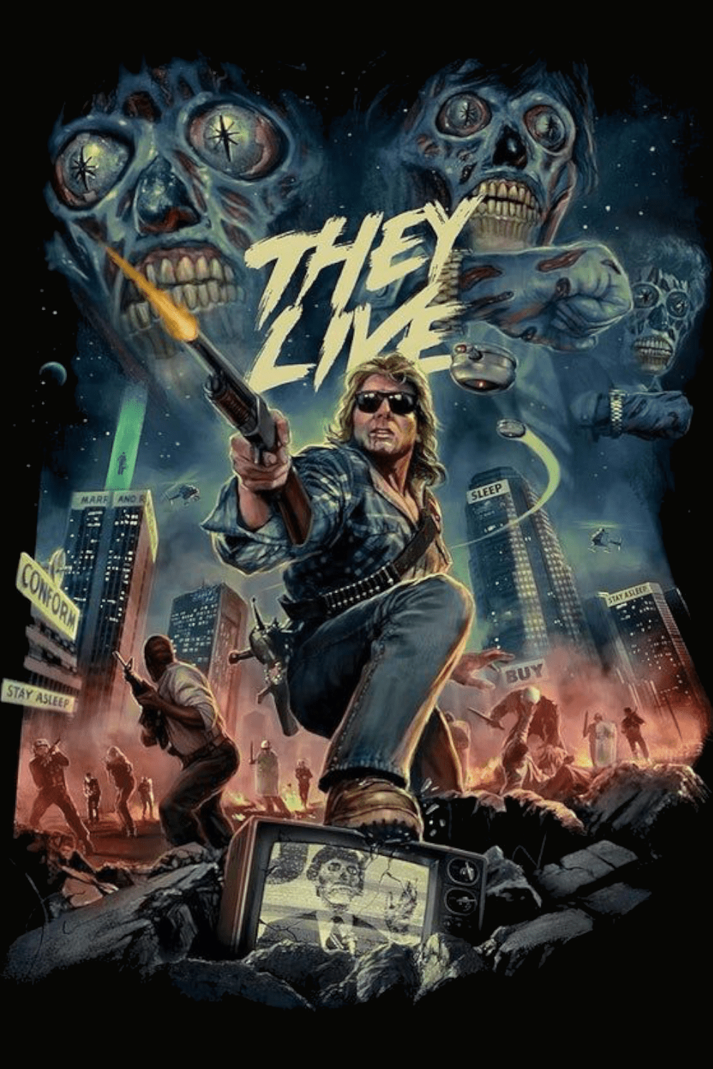 They Live 1988 Movie Poster 24x36 Sci-Fi Action Alien Conspiracy ...