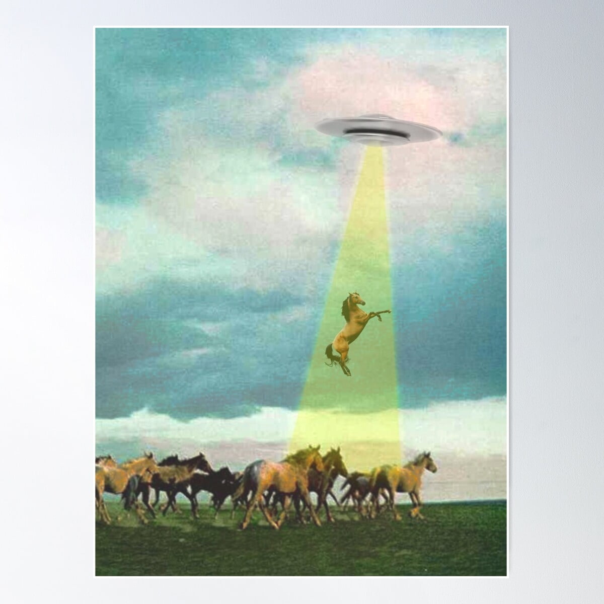 They Too Love Horses // Aliens Abducting Horses Poster Wall Art, Modern ...