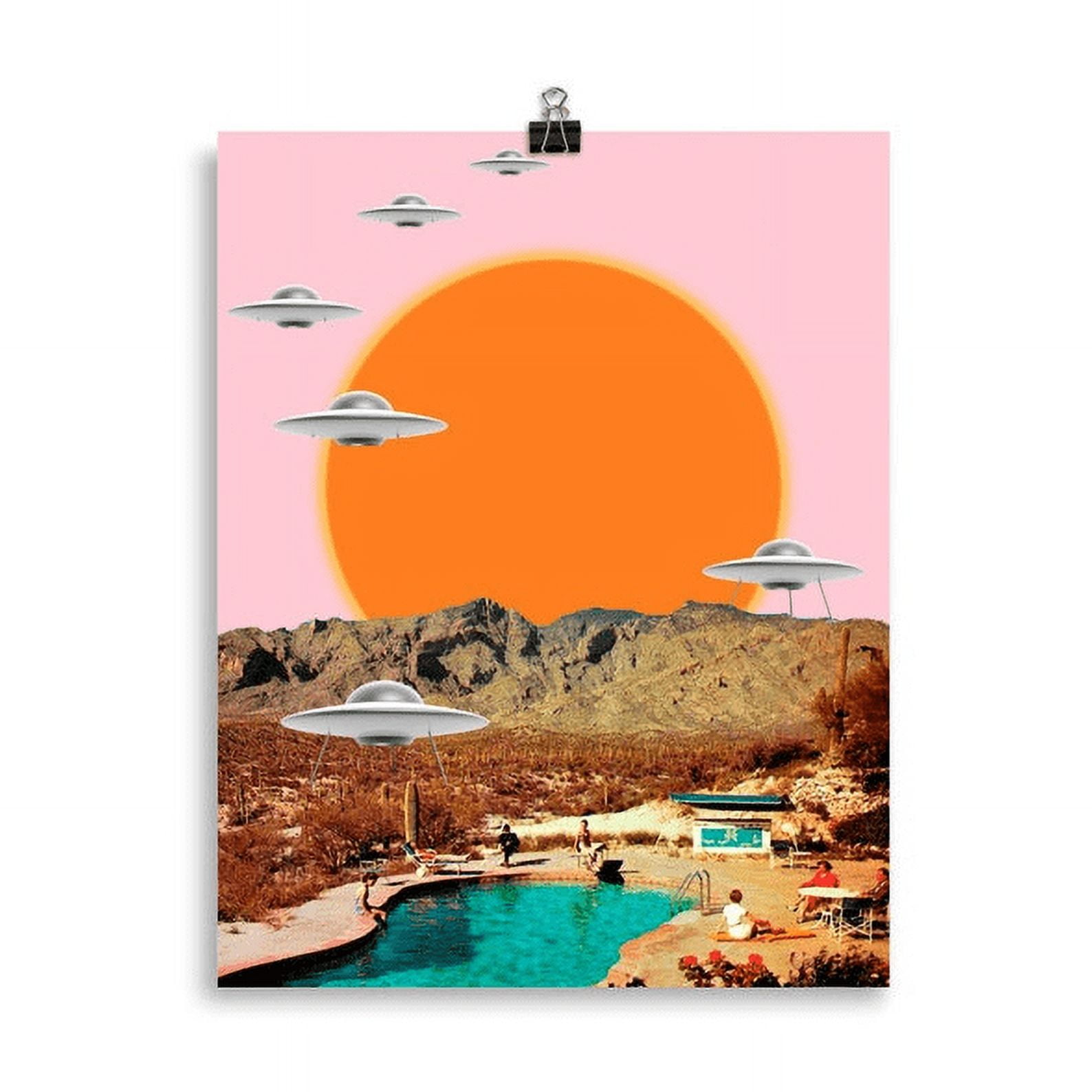 They've Arrived! Art Print Retro Sci-Fi Surreal UFO Sunset Trippy ...