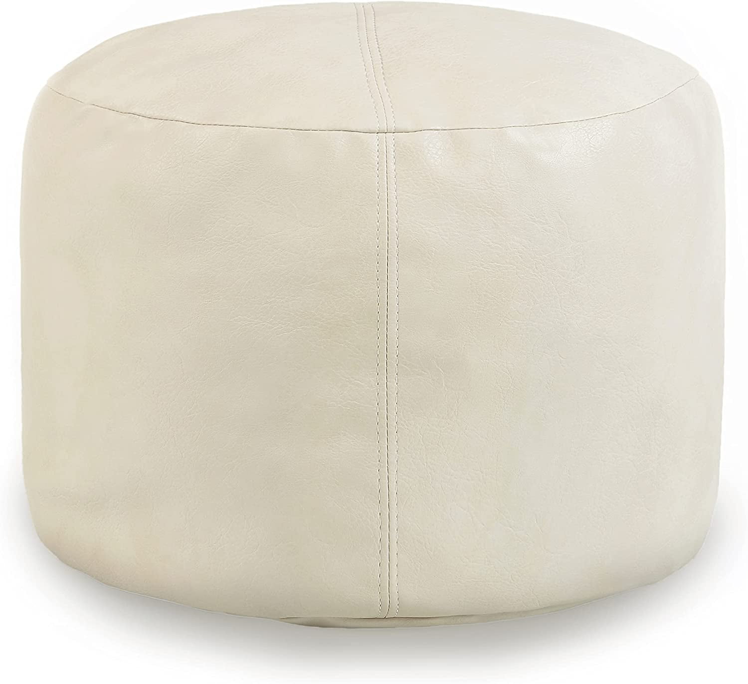 Thgonwid Small Floor Extra Ivory White Vegan Leather Pouf, 16.5*12.5 ...
