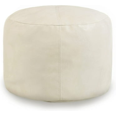 Thgonwid Large Floor Indoor Vegan Leather Pouf 21.7*13.7 inch, Light ...