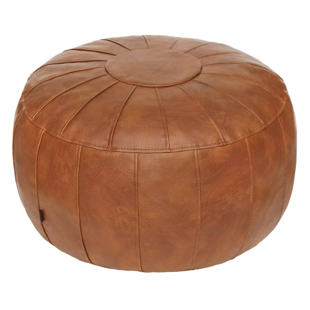 Thgonwid Large Floor Indoor Vegan Leather Pouf 21.7*13.7 inch, Light ...