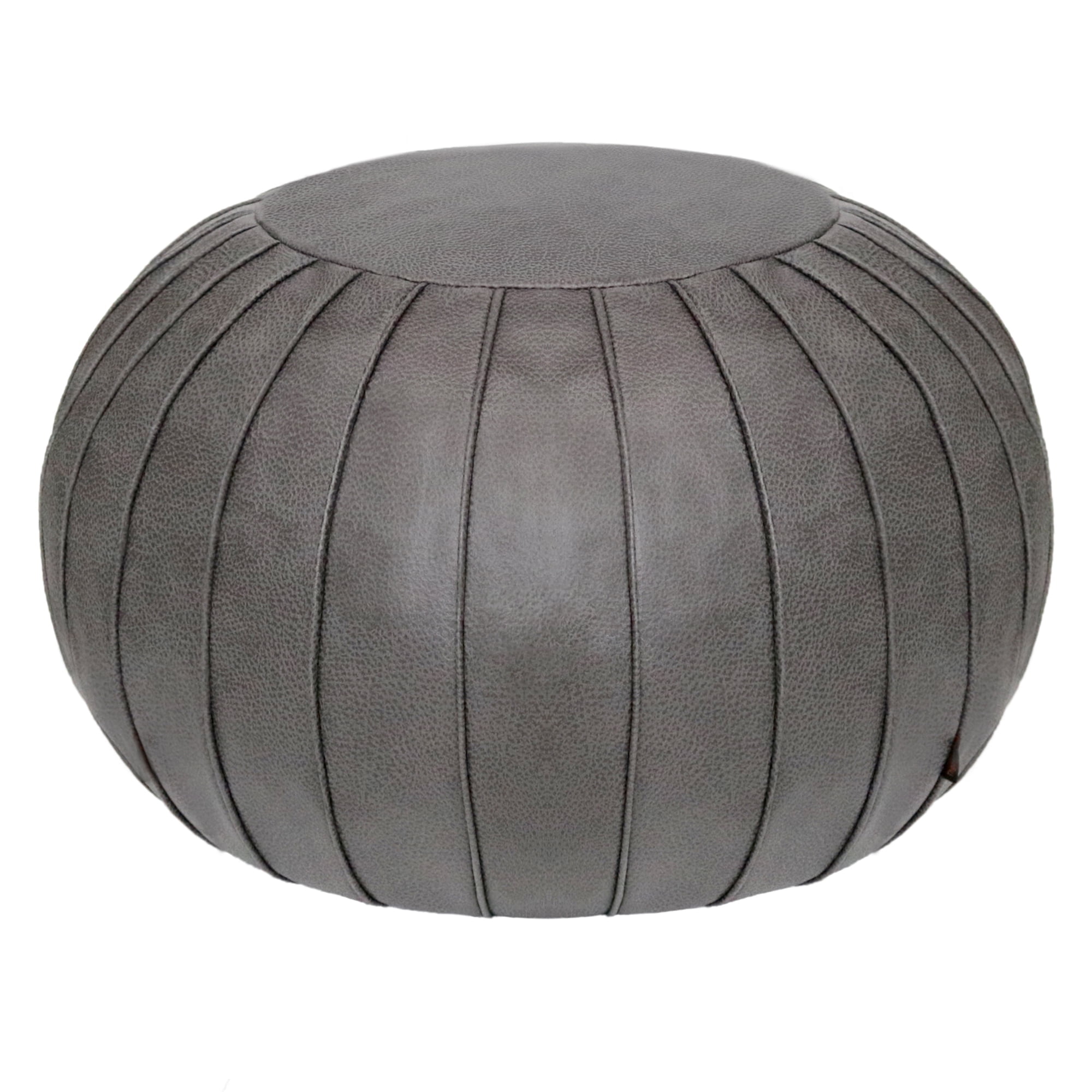 "Thgonwid Large Faux Suede Indoor Pouf, Deep Gray, 23""x14" - Walmart.com