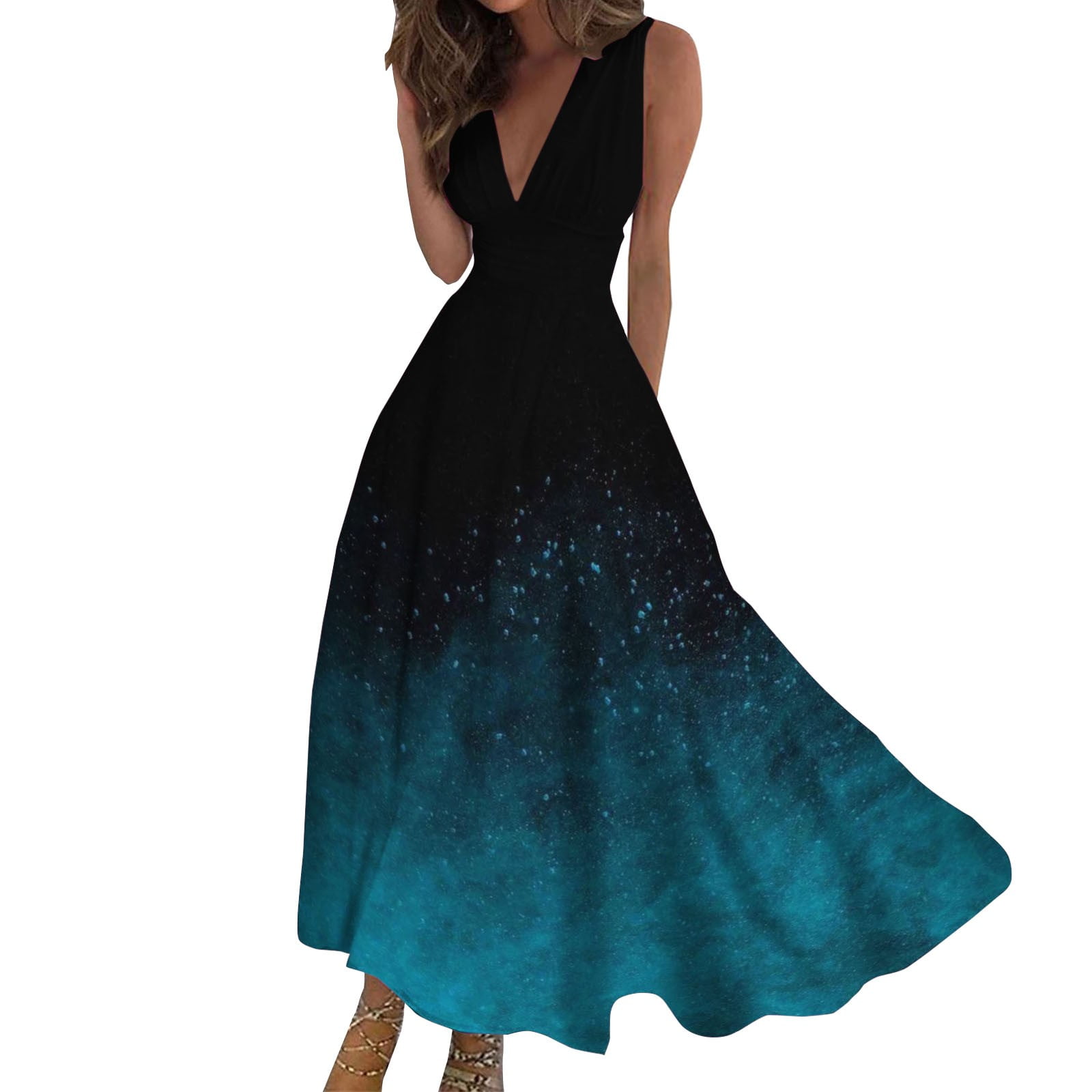 Thhvdrg Maxi Dresses For Women Boho Floral Print Sundress Elegant Deep
