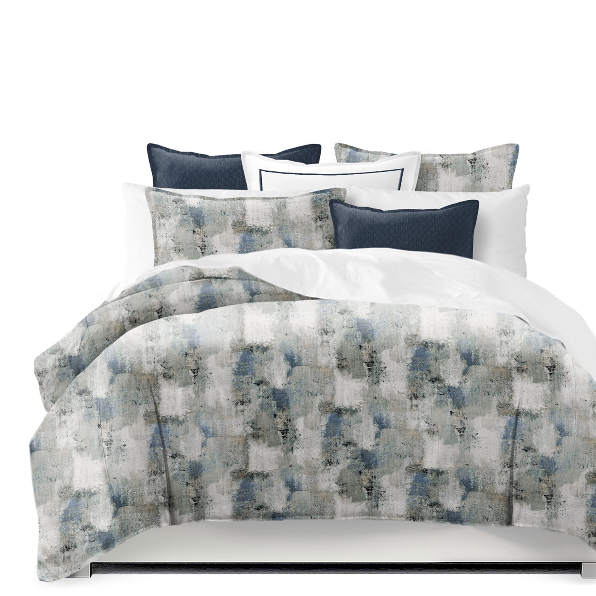 Thiago Linen Dark Denim Blue Comforter Set Super Queen - Walmart.com