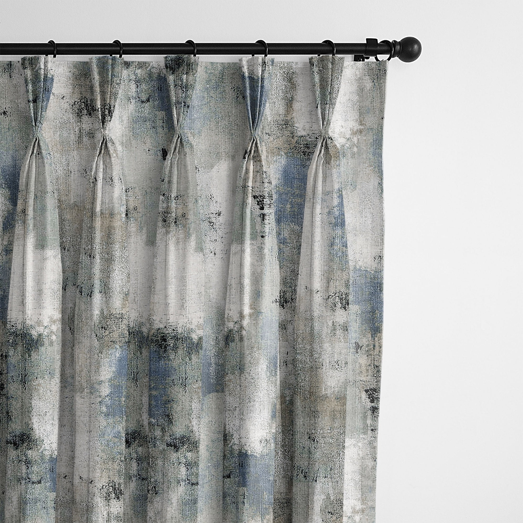Thiago Linen Dark Denim Blue Pinch Pleat Drapery Panel - Pair 20"x132 ...