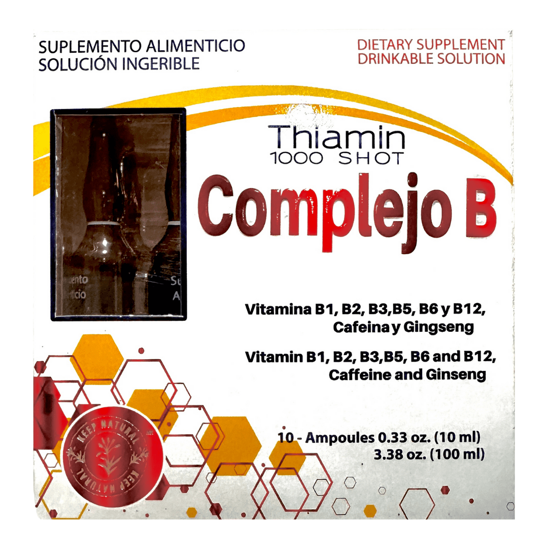 Thiamin Complejo B con Cafeina y Ginseng, B Complex 1000 Shot, Multi ...