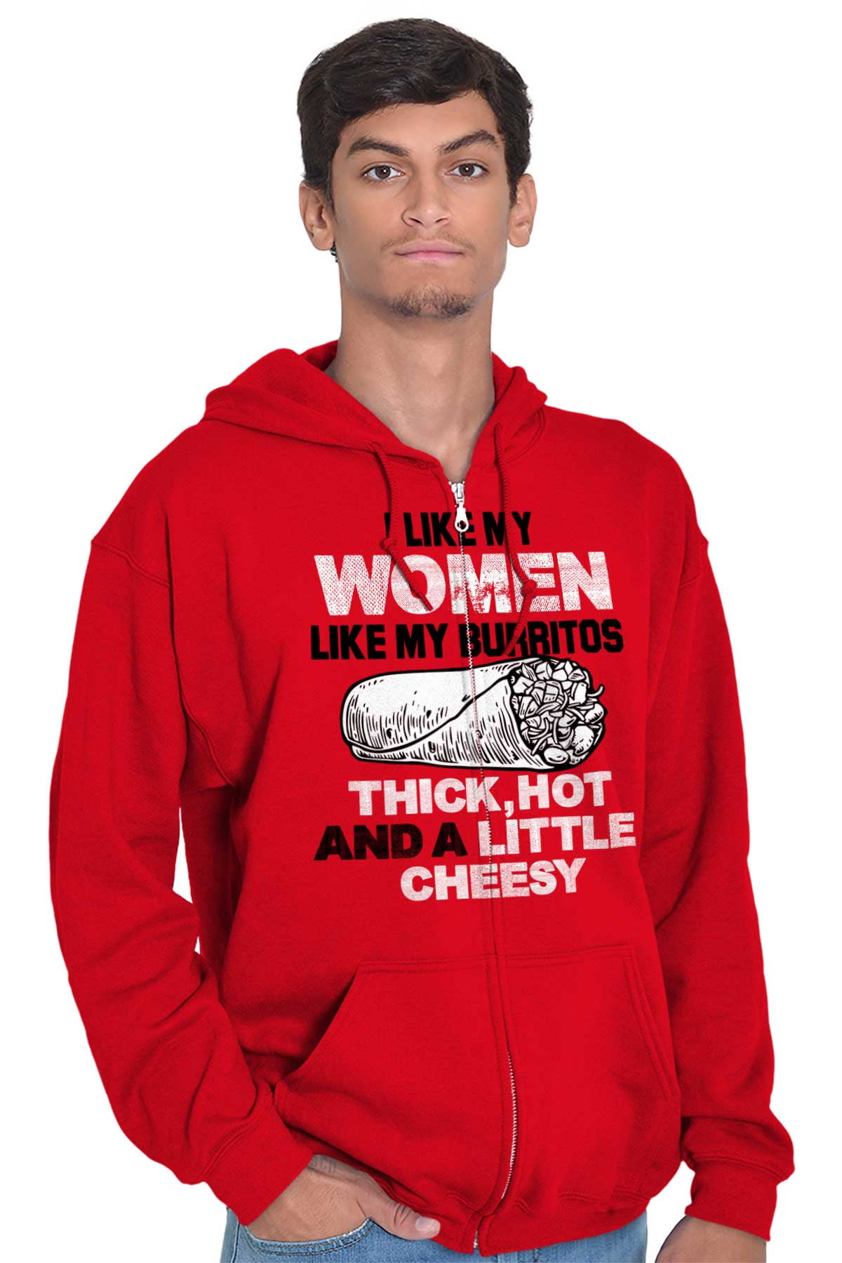 Thicc Hot Burrito Funny Taco Tuesday Zip Hoodie Sweatshirt Men Brisco ...