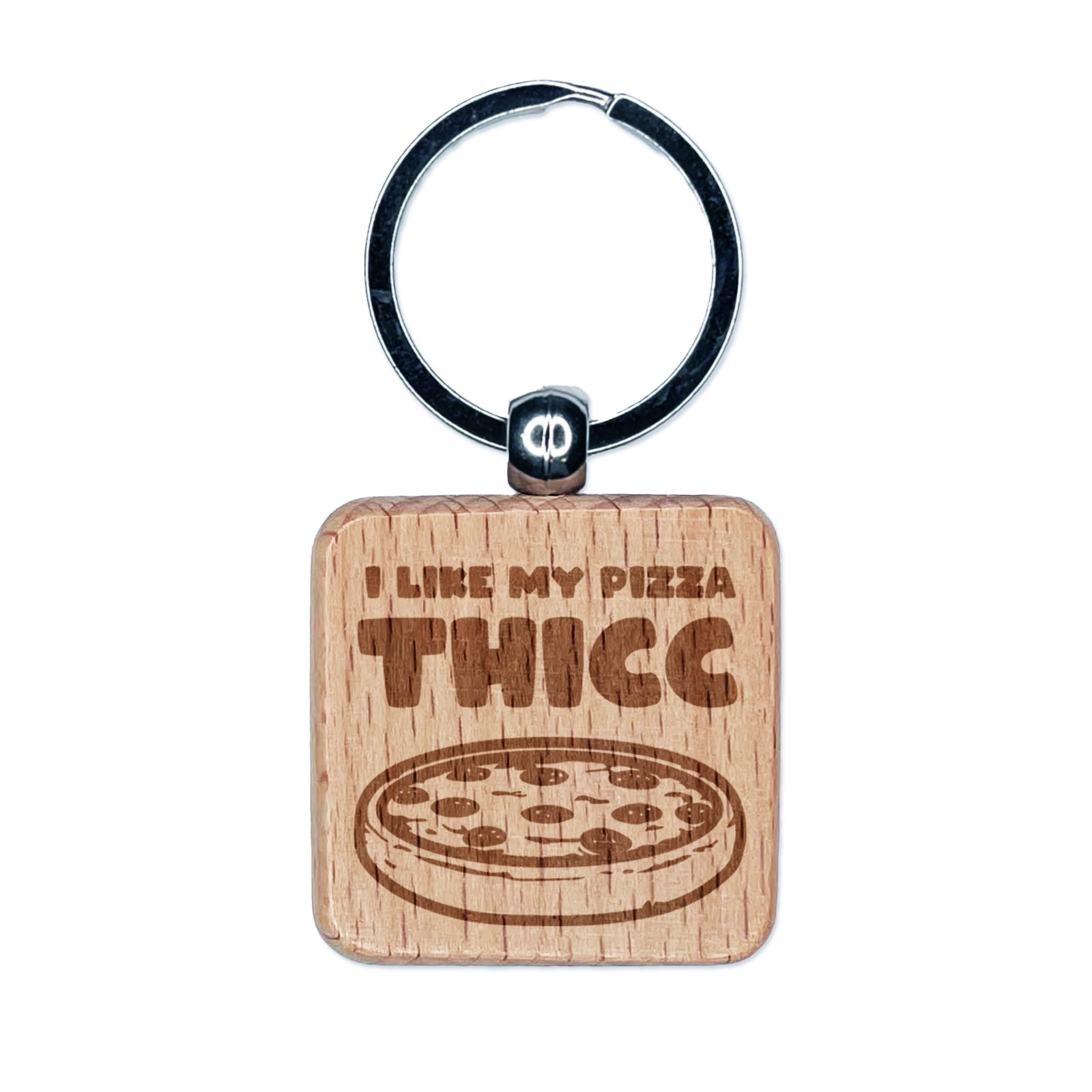 Thicc Thick Chicago Deep Dish Pizza Square Keychain Charm Tag ...