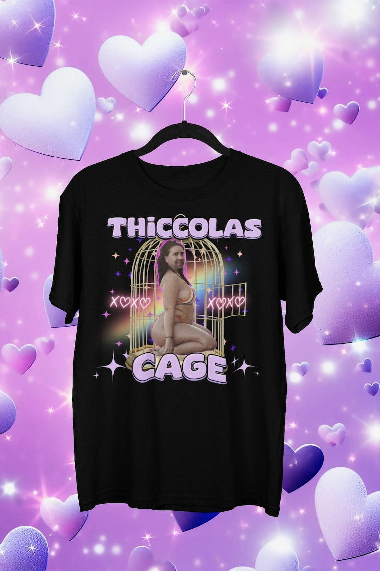 Thiccolas Cage Funny Meme Shirt, Gag Tshirt Unhinged Gift Inappropriate ...
