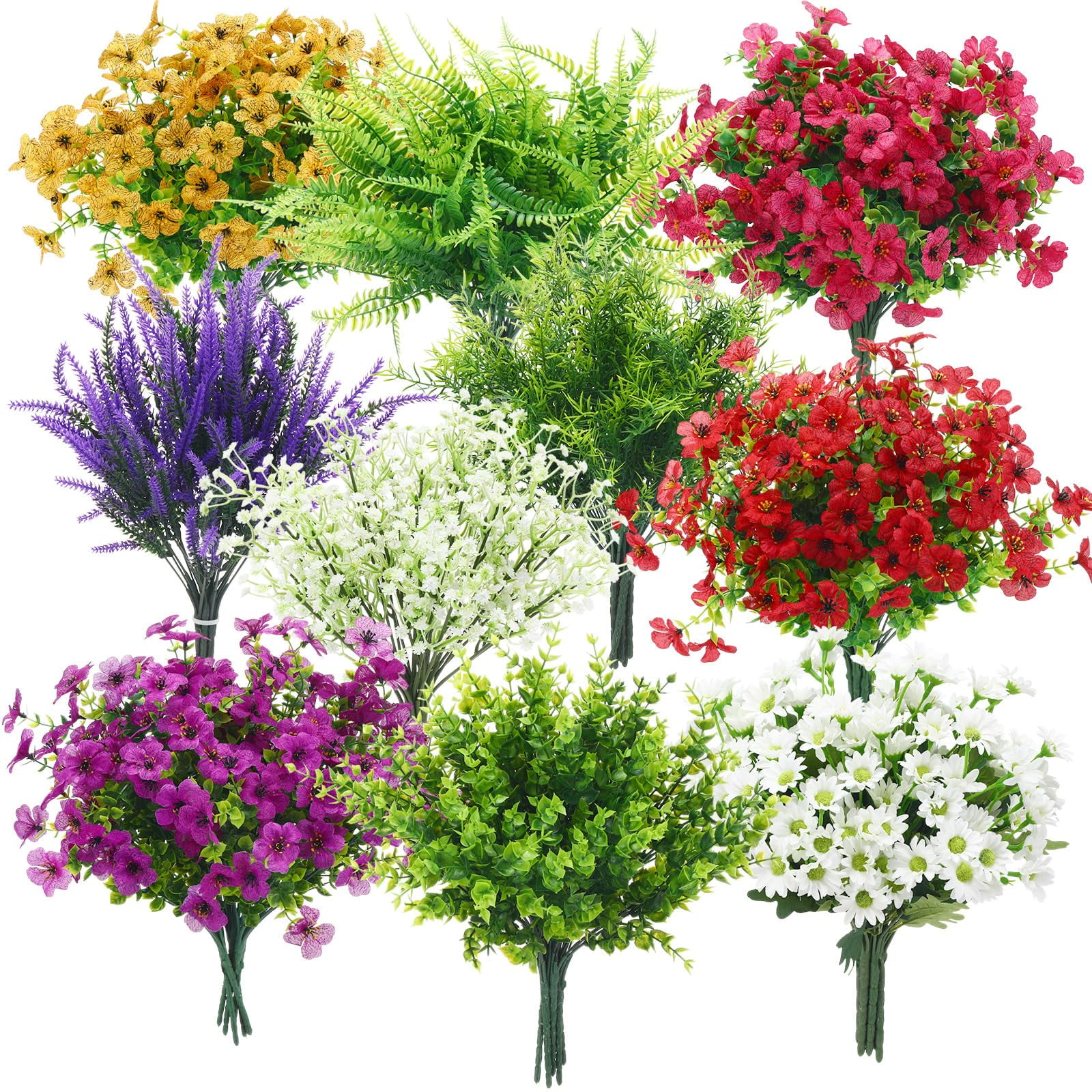 Thiccywoov 60 Pcs Outdoor Plastic Plants Bulks Artificial Flowers UV ...