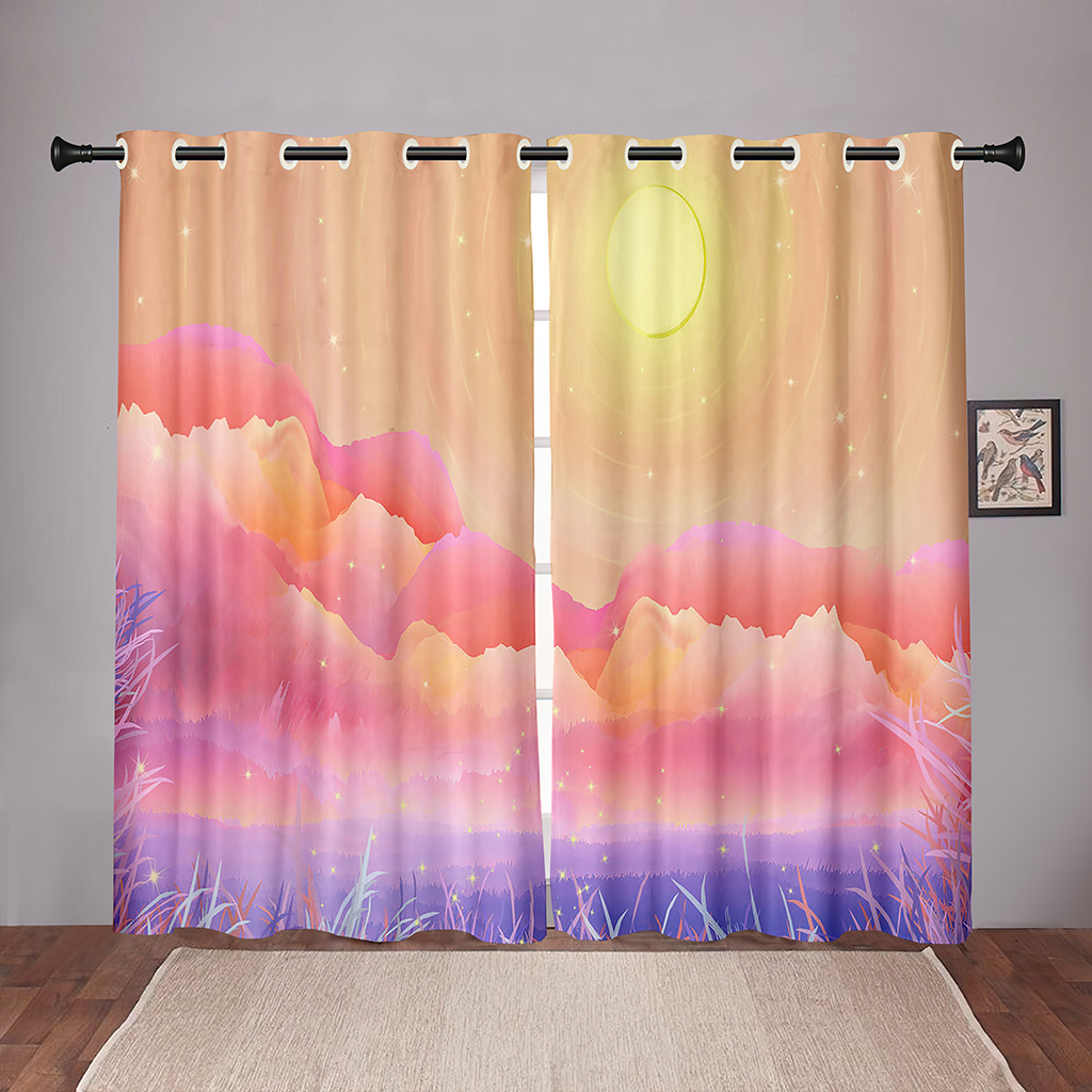 Thick 2Pieces 90% Shading Luxury Moon Sky Cloud Star Blackout Window ...