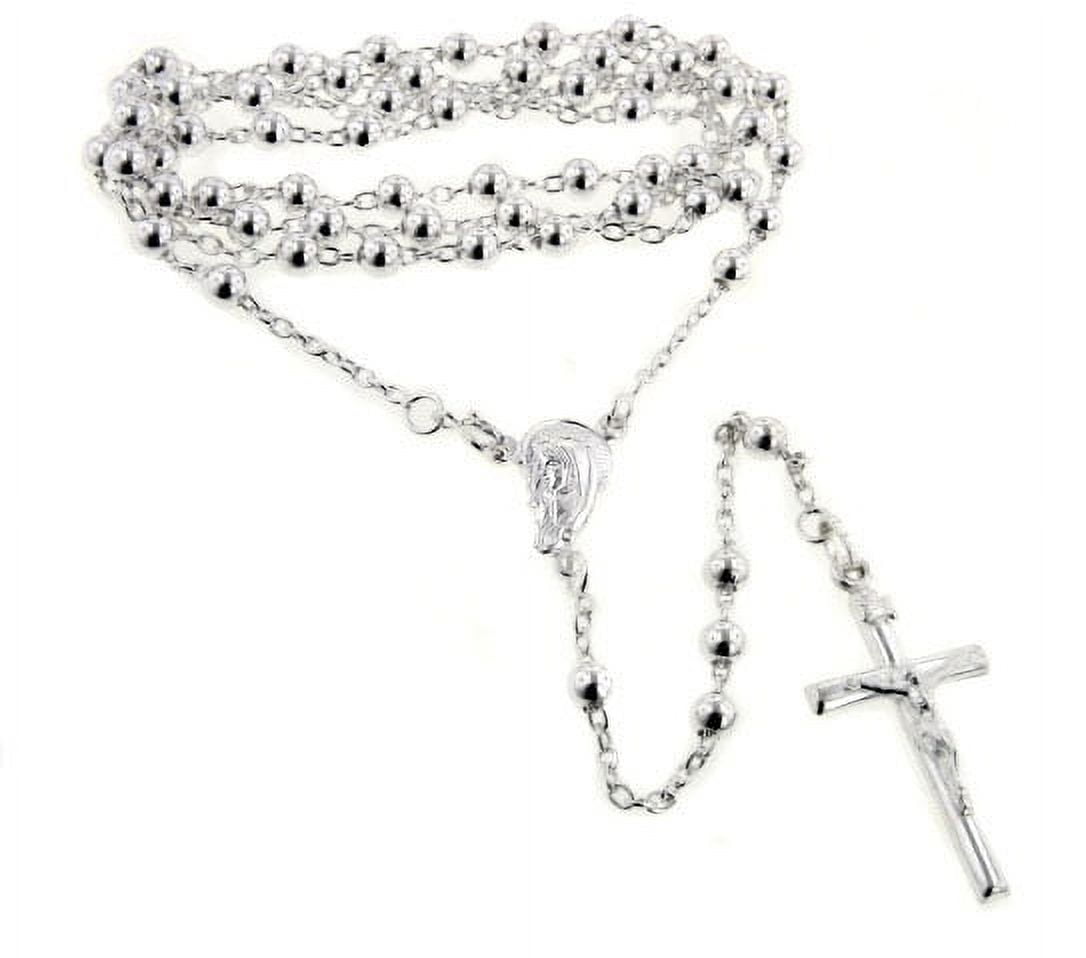 Thick 5mm Catholic Sterling Silver Rosary Beads 30