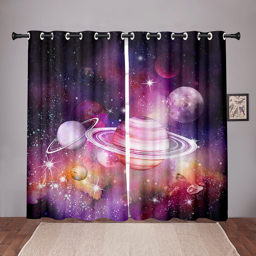 Thick 90% Shading 2PiecesCartoon Space Planet Universe Blackout Window ...
