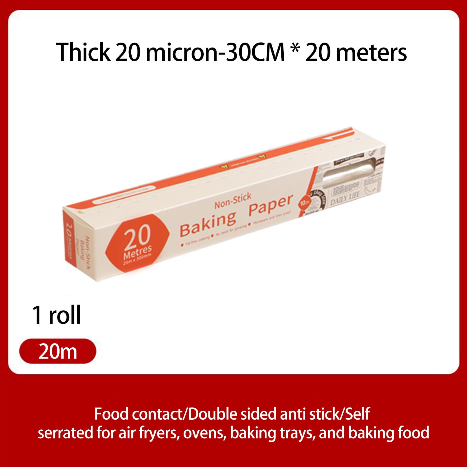 Thick Aluminum Foil Roll 10x0.3m or 20x0.3m | Heavy Duty Non-Stick ...