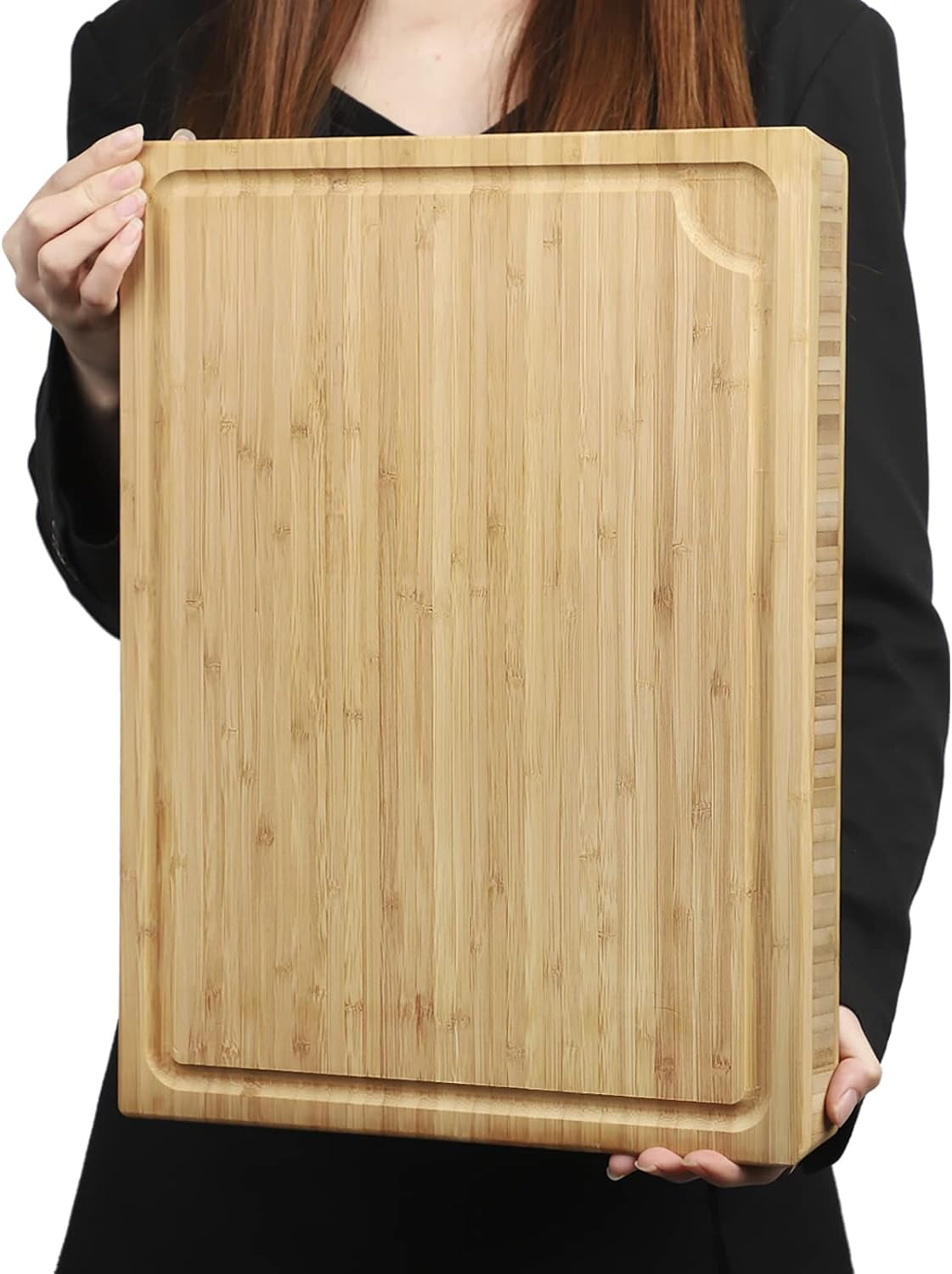 Thick Bamboo Cutting Board, Kitchen Heavy Duty Butcher Block Chopping ...