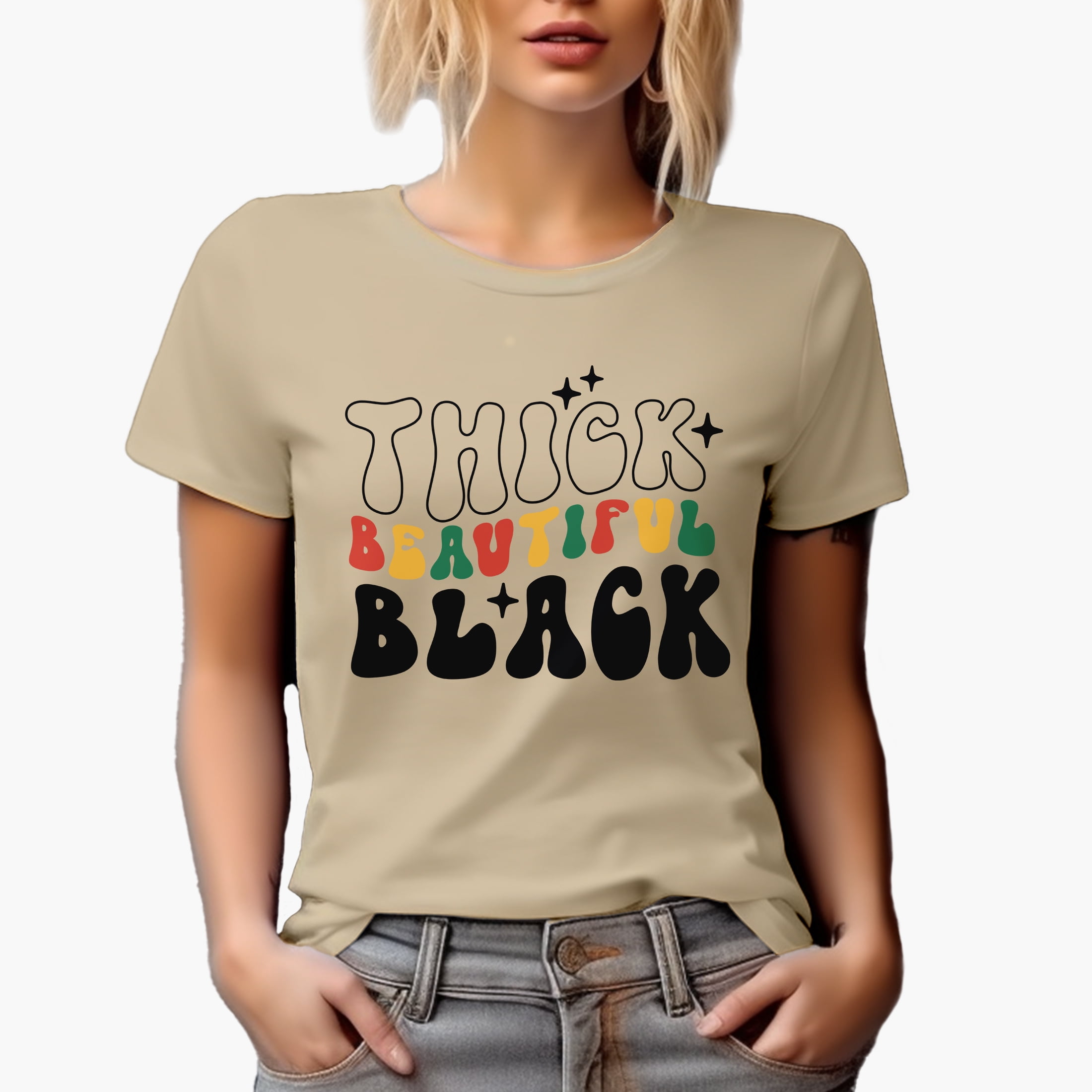 Thick, Beautiful, Black, Retro Groovy Wavy Black History Month Text Art ...